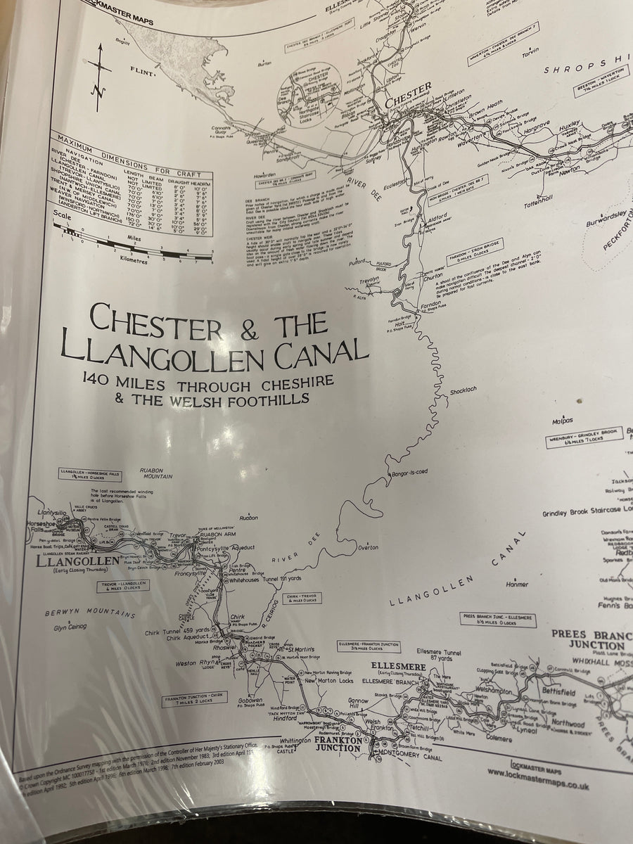 Chester & Llangollen Canal map by Lockmaster Maps. – Park Gate Leisure